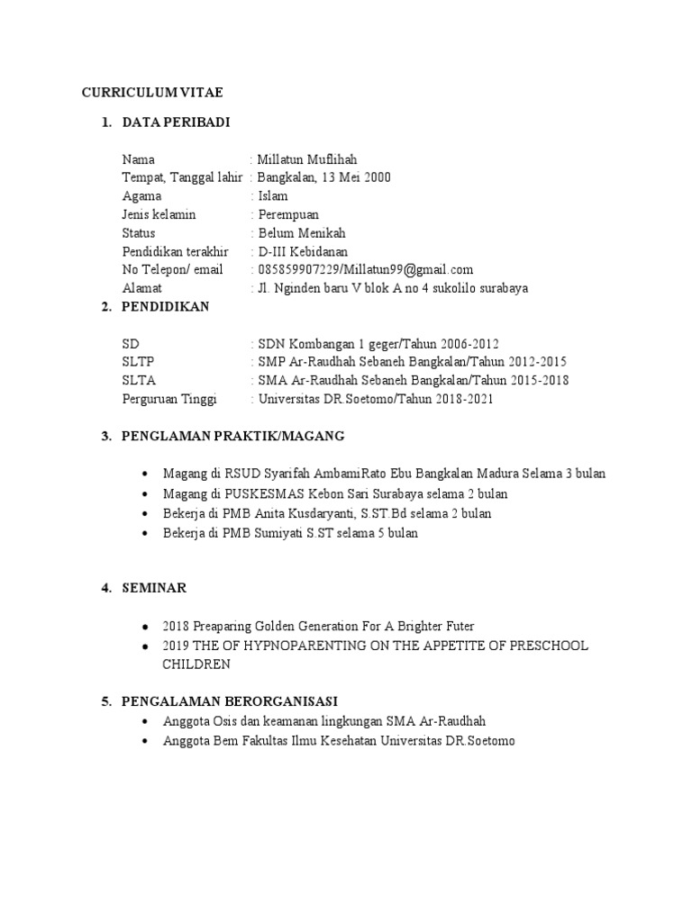 CV Millatun Muflihah dari Bangkalan | PDF