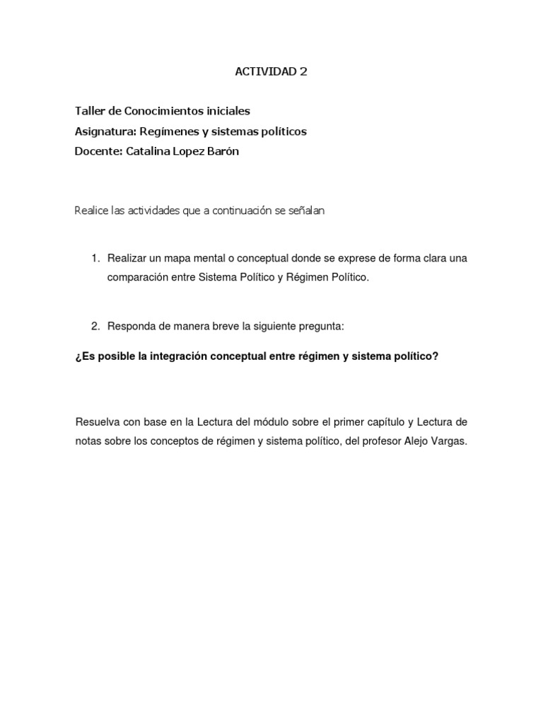 Comparación de Régimen y Sistema Político | PDF