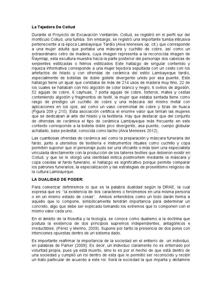 La Tejedora de Collud y su Ajuar Funerario | PDF | Sociedad