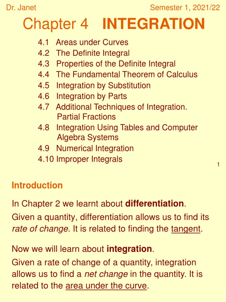 Chapter 4 S1 21-22 | PDF | Integral | Calculus