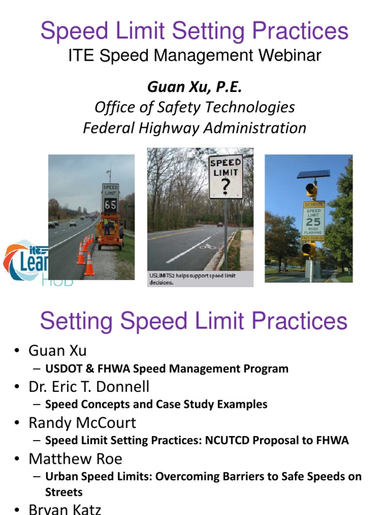 Speed Limit Setting Practices: ITE Speed Management Webinar | Download ...