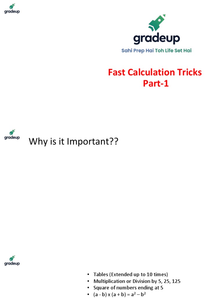 Fast Calculation Techniques Explained | PDF | Multiplication ...