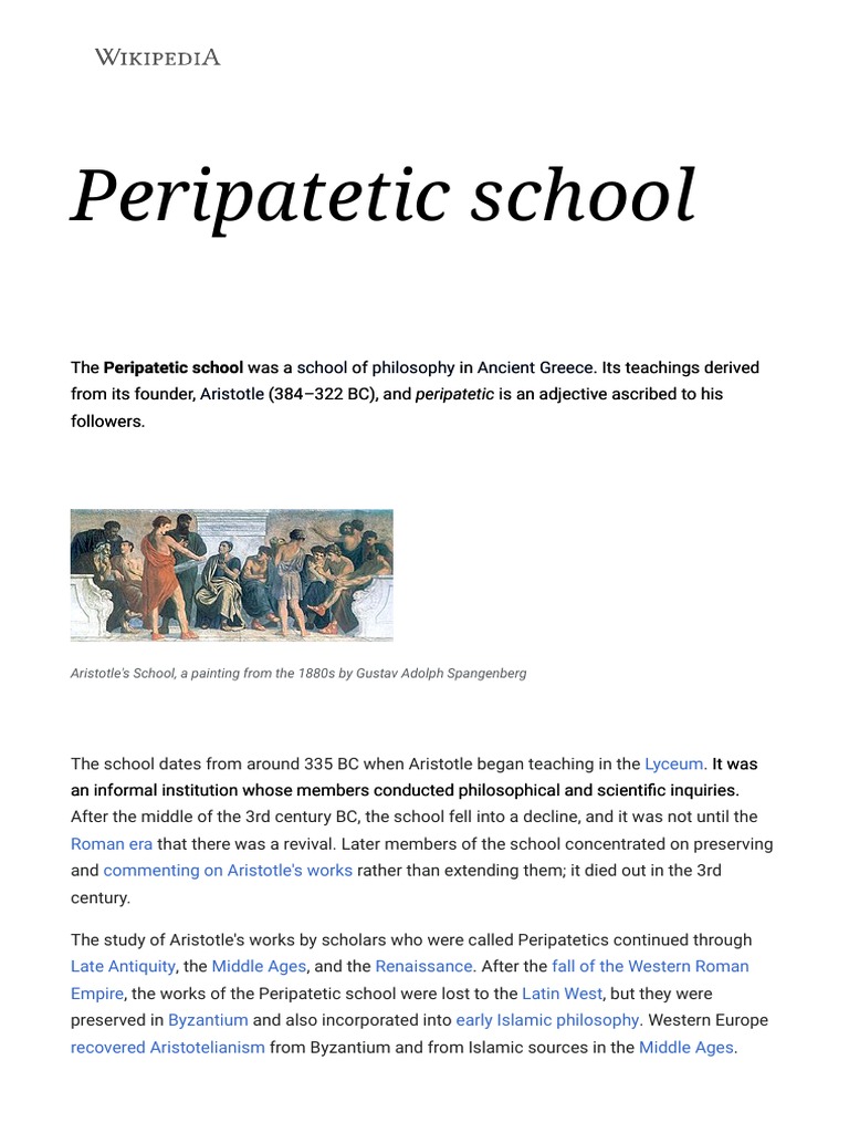 Peripatetic School - Wikipedia | PDF | Metaphysics | Ancient Greek ...