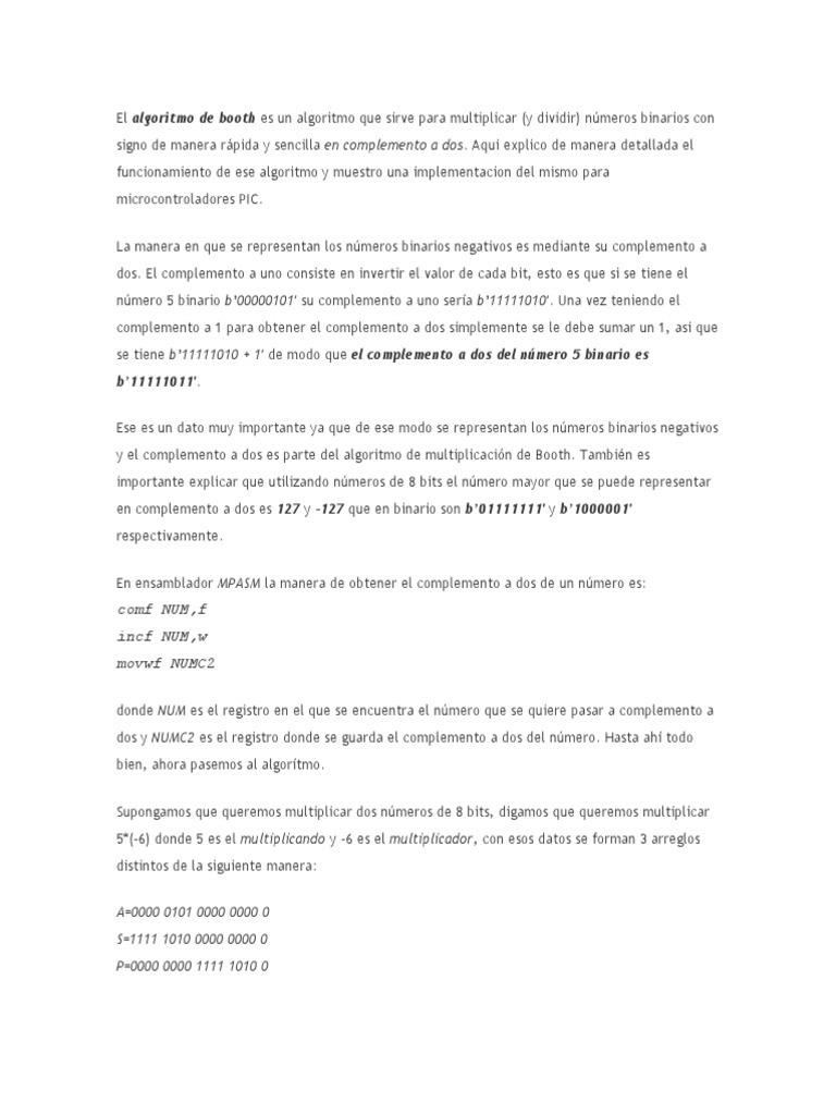 Explicación detallada del algoritmo de Booth para la multiplicación de ...