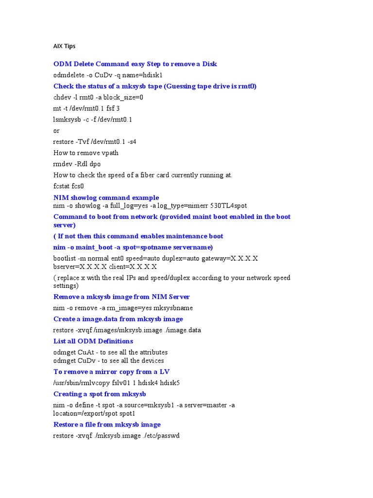 AIX Tips | PDF | File System | Backup