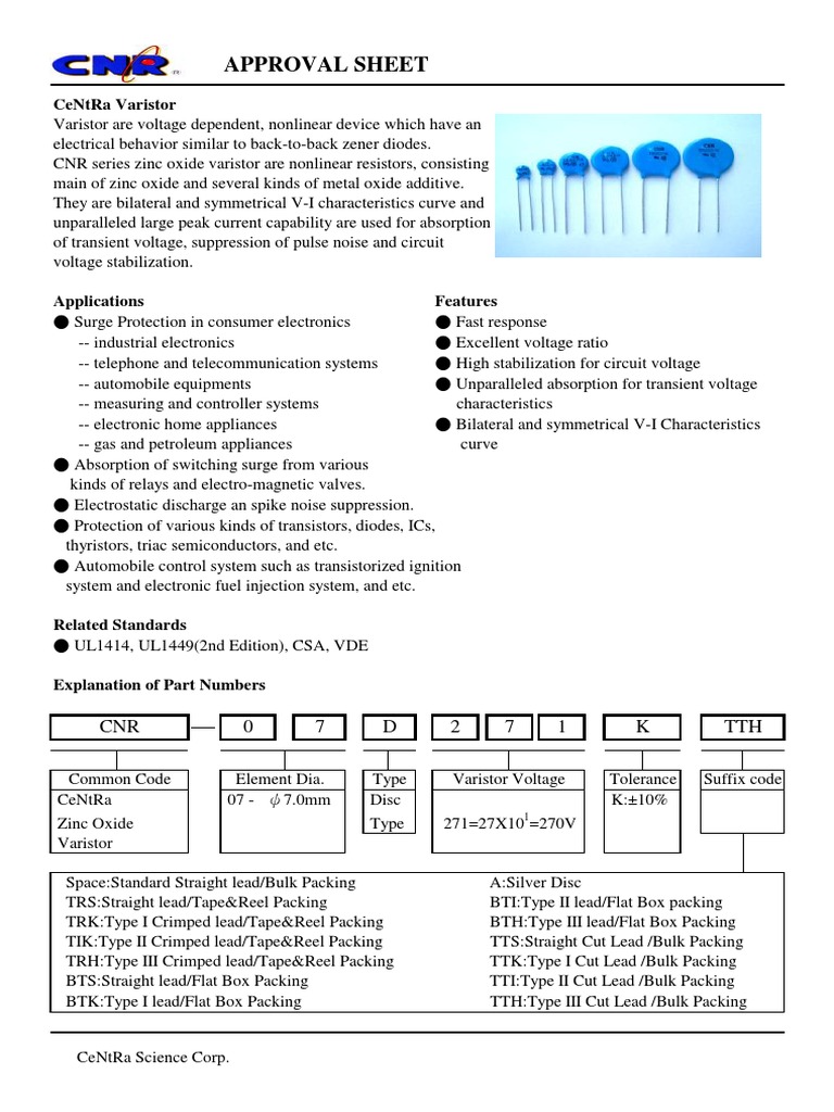 Varistores CNRXXXXX | PDF | Electric Power | Metrology