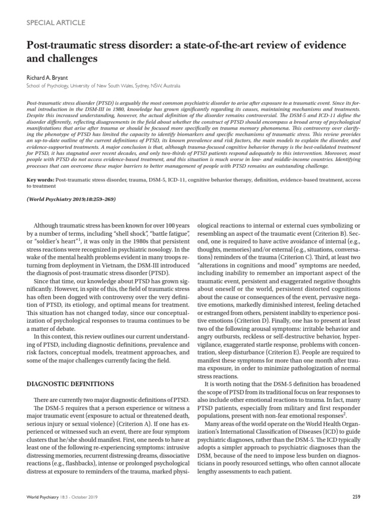 PTSD: Definitions, Challenges, and Treatments | PDF | Psychological ...