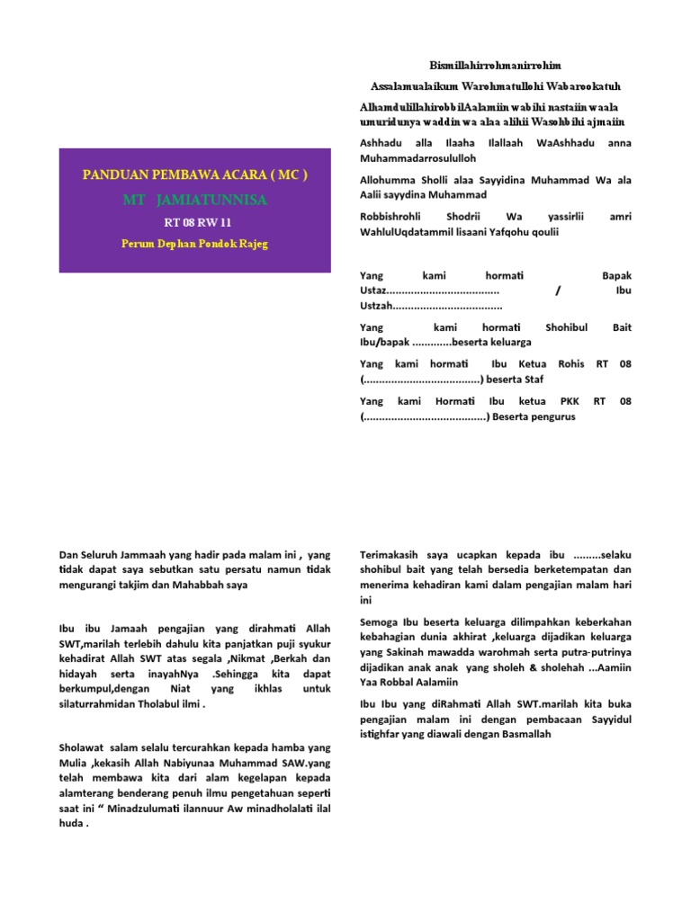 Panduan Pembawa Acara | PDF