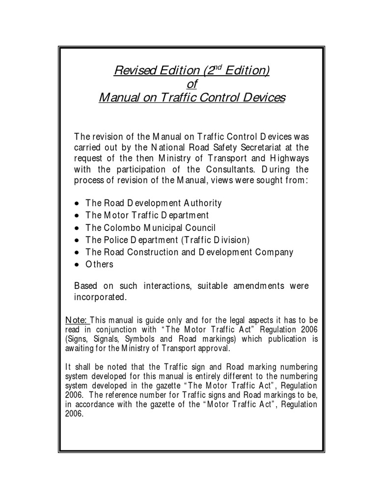 Manual On Traffic Control Devices MTCD Part1 2nd Edition | PDF ...