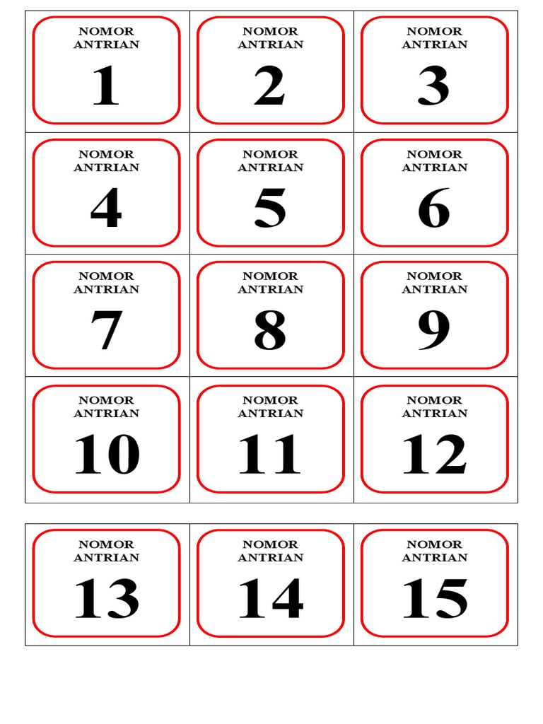 Nomor Antrian Nomor Antrian Nomor Antrian | PDF