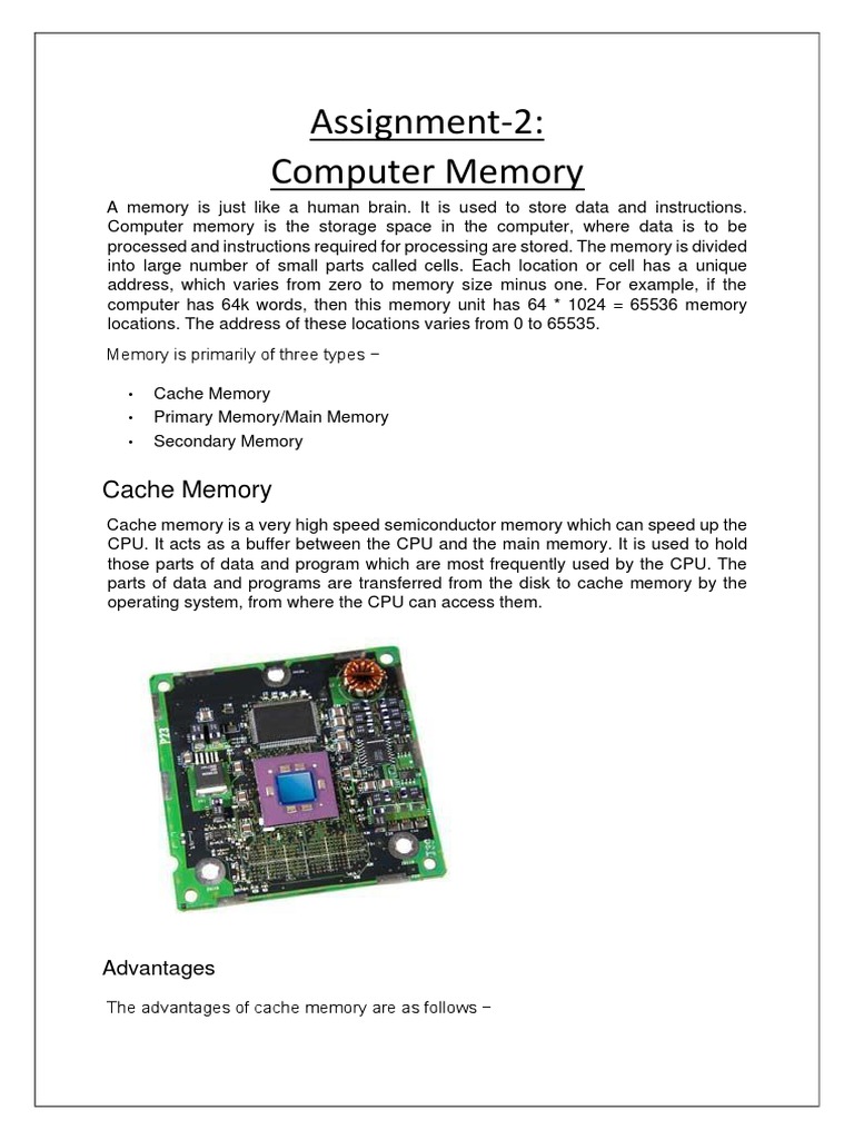 Assignment-2: Computer Memory | PDF | Computer Data Storage | Random ...