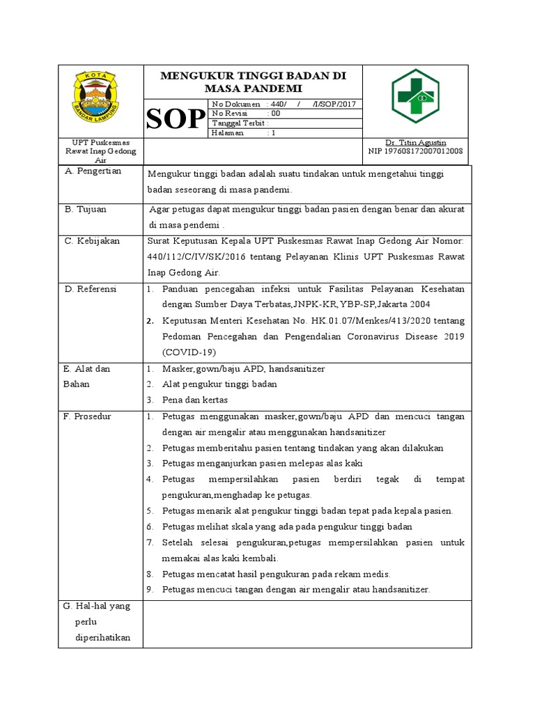 SOP Mengukur TB | PDF