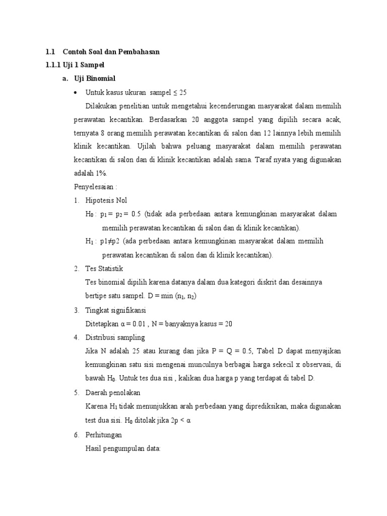 Contoh Soal Dan Pembahasan Statistik Non Parametrik - Compress | PDF