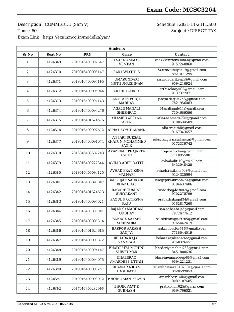 Exam Code: MCSC3264 | PDF