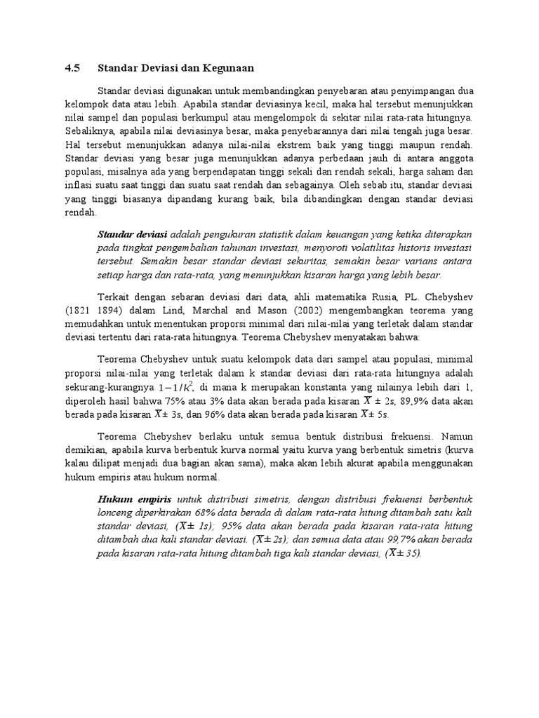 Makna Dan Kegunaan Standar Deviasi | PDF