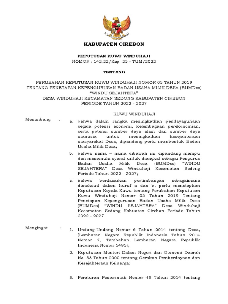 SK Pengurus BUMDes 2022 | PDF