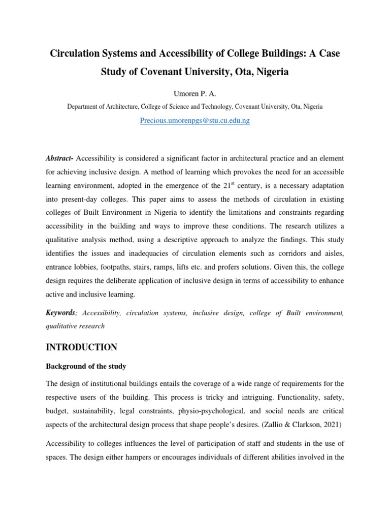 Circulation Systems and Accessibility of College Buildings | PDF ...