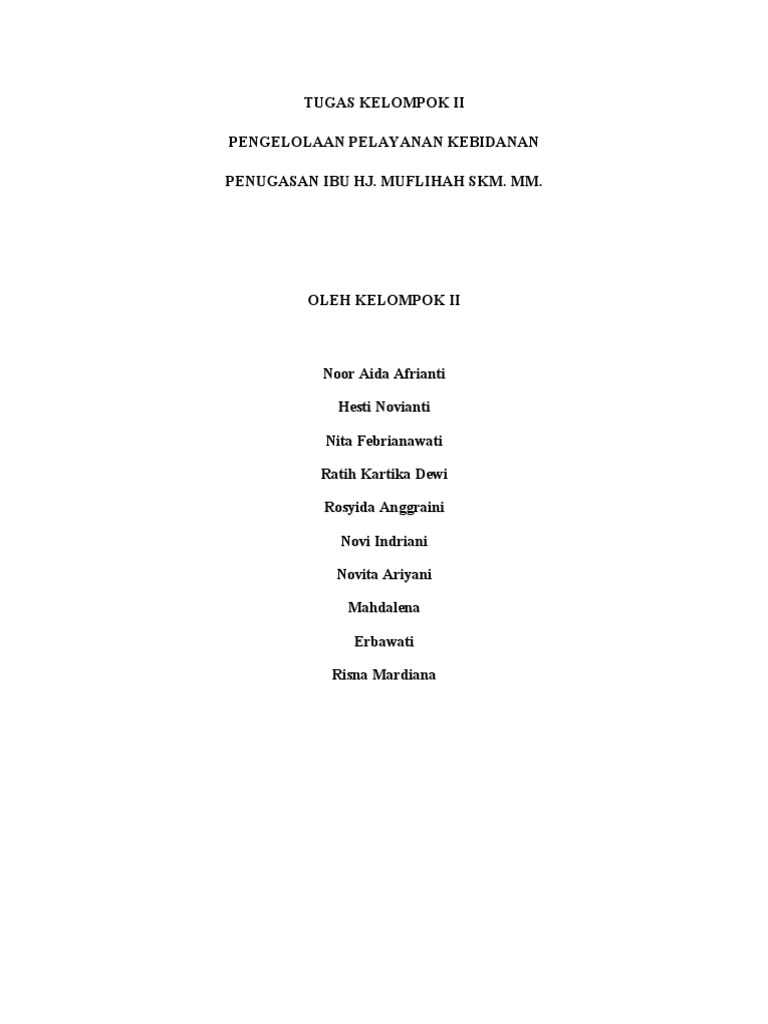 Kel 02 Tugas Ibu Hj. Muflihah (Asbid Bulin) | PDF