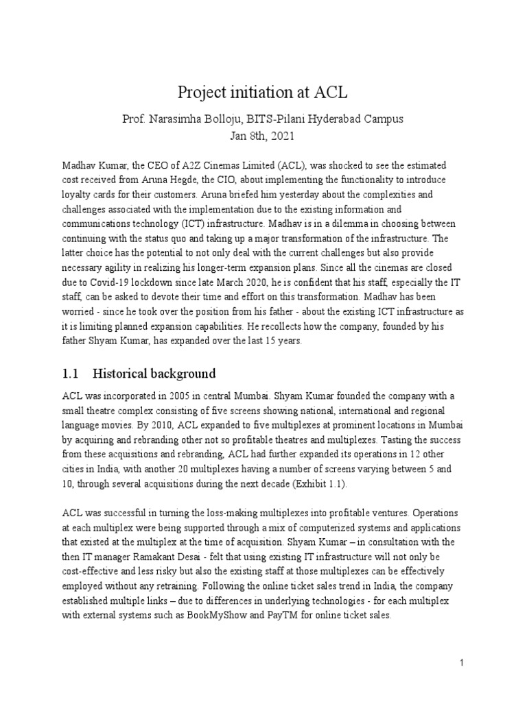 ACL Case Study | PDF | Software Development | Sales