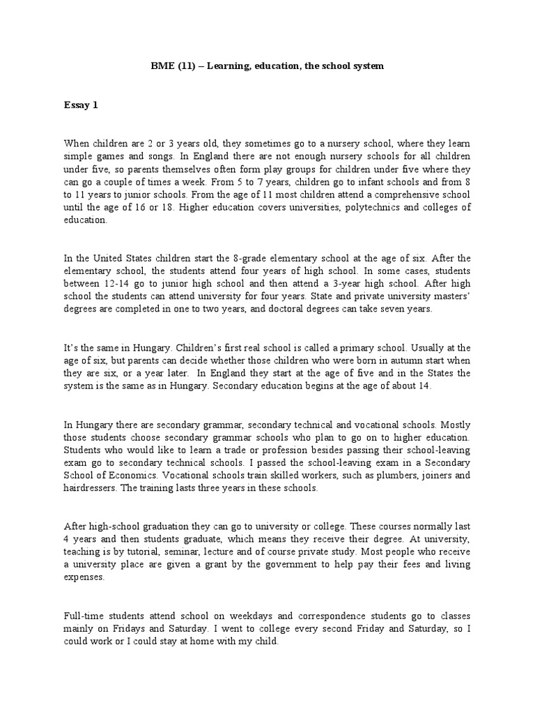 11) BME - Learning, Education, The School | PDF | Schools | English Studies