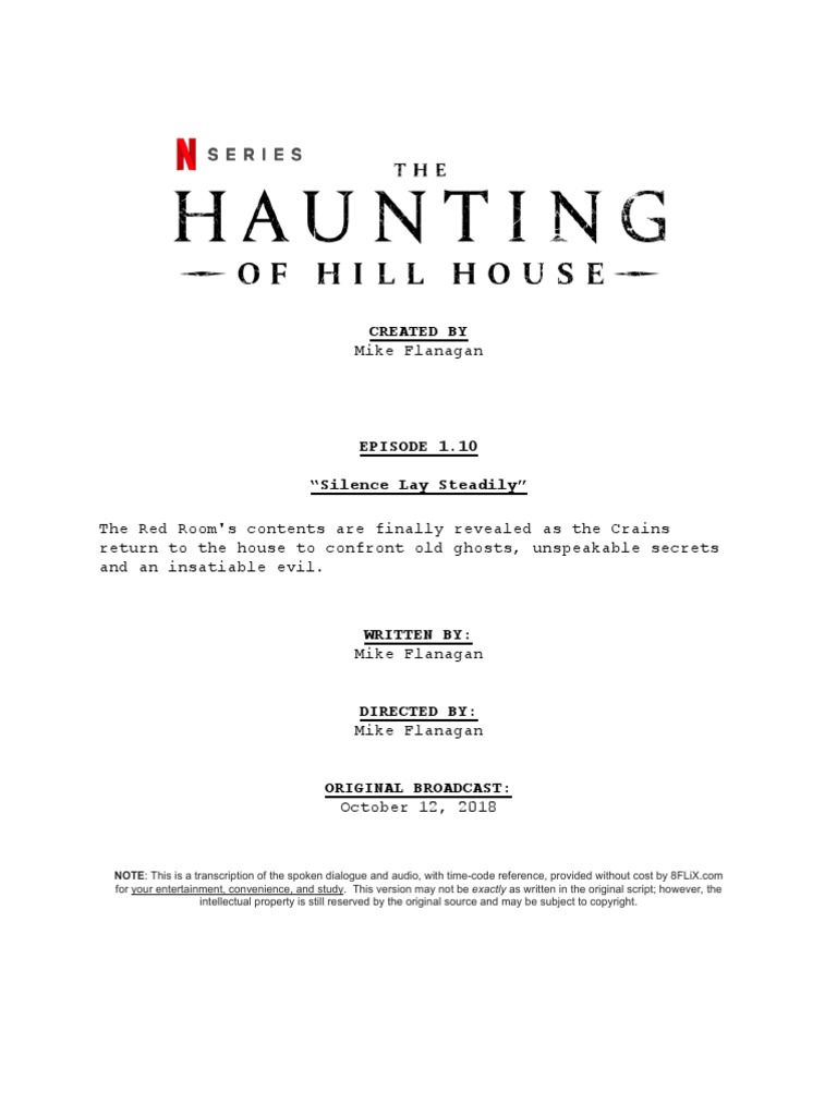 The Haunting of Hill House Episode Script Transcript 1 10 Silence Lay ...