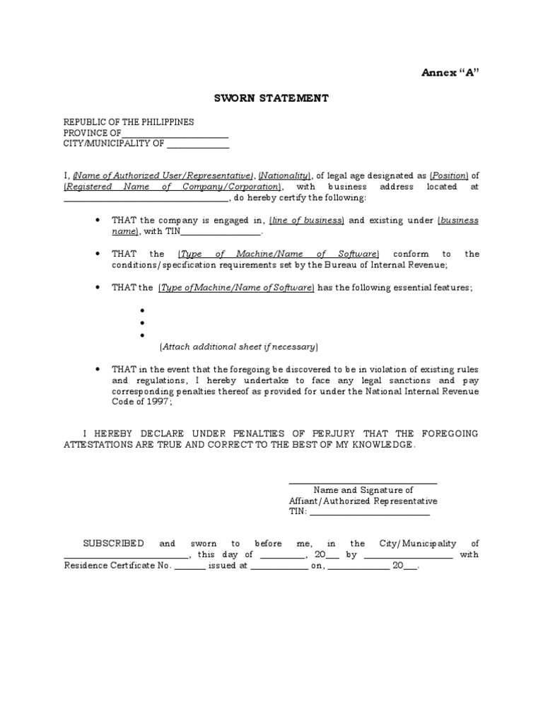 Sworn Statement | PDF
