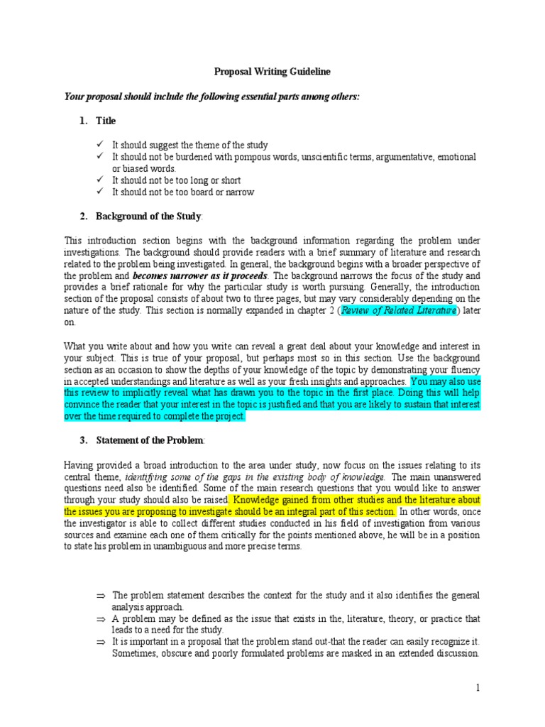 Essential Proposal Writing Guidelines | PDF | Hypothesis | Sampling ...