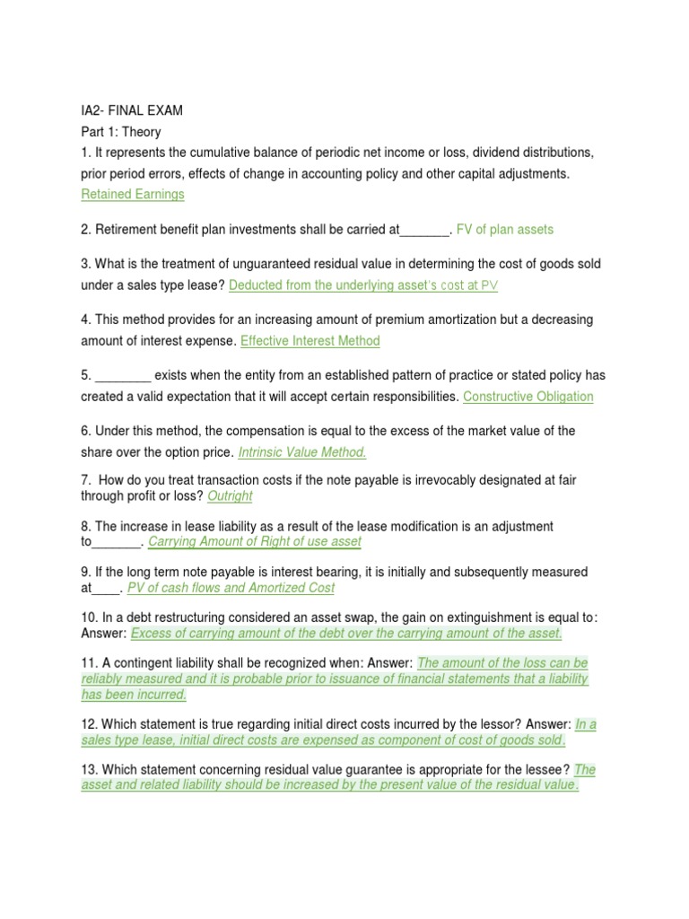 IA2 Finals Retake Reviewer For Practice | PDF | Bonds (Finance) | Lease