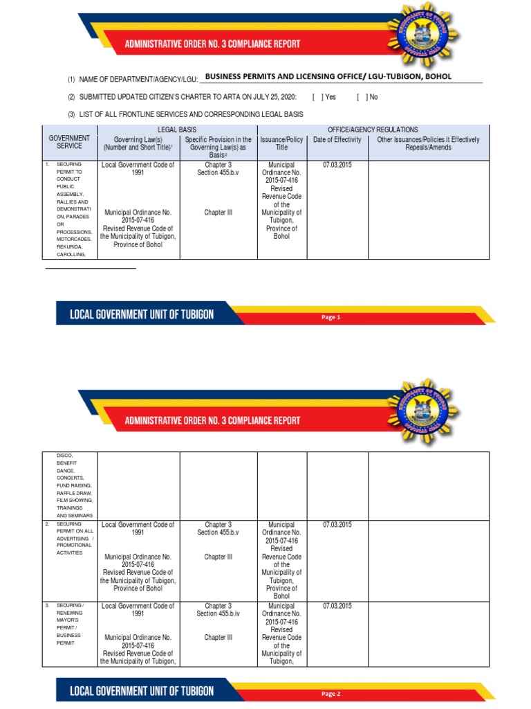Business Permits and Licensing Office/ Lgu-Tubigon, Bohol | PDF ...