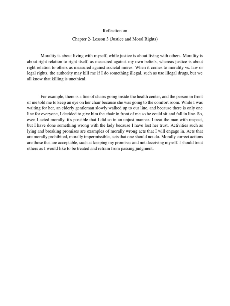 Justice vs. Morality: A Personal Reflection | PDF