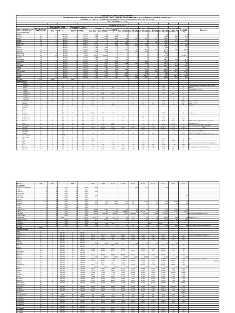 Annex A Report On The Utilization of FY 2019 Sangguniang Kabataan SK ...