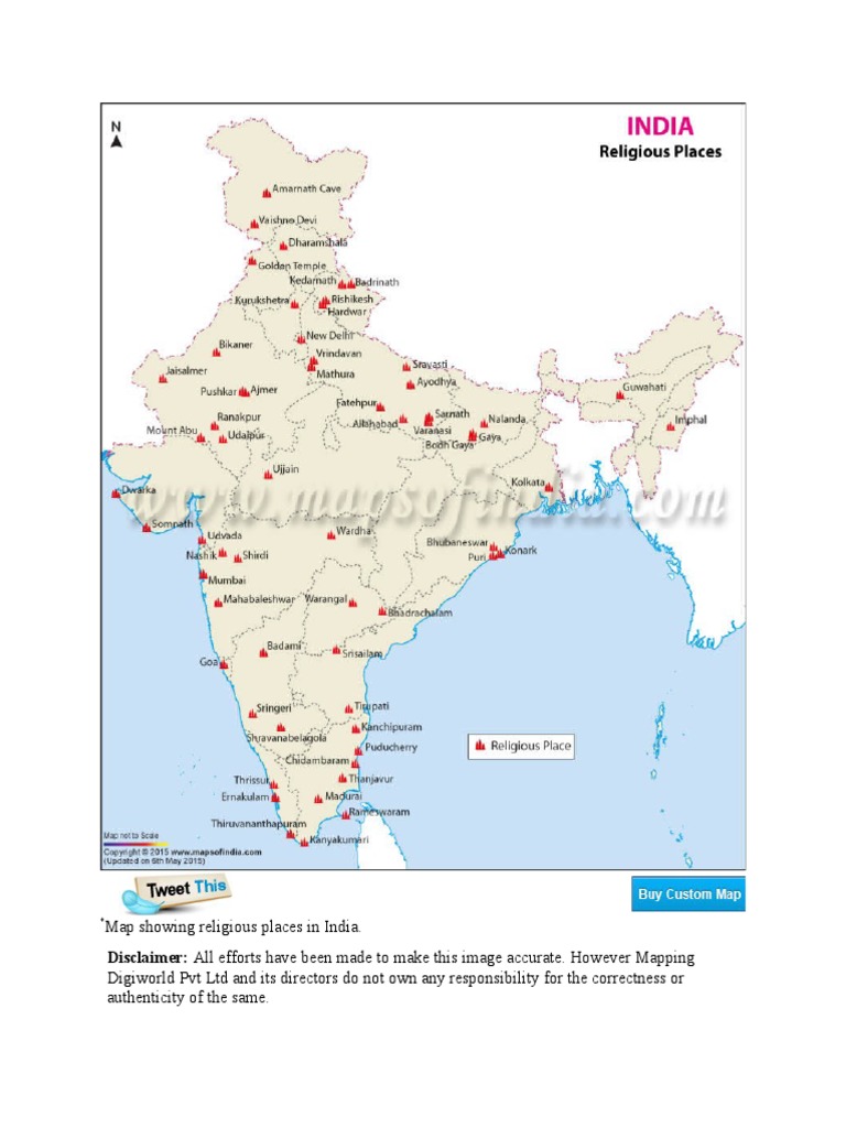 Map Showing Religious Places in India | PDF | Indian Religions