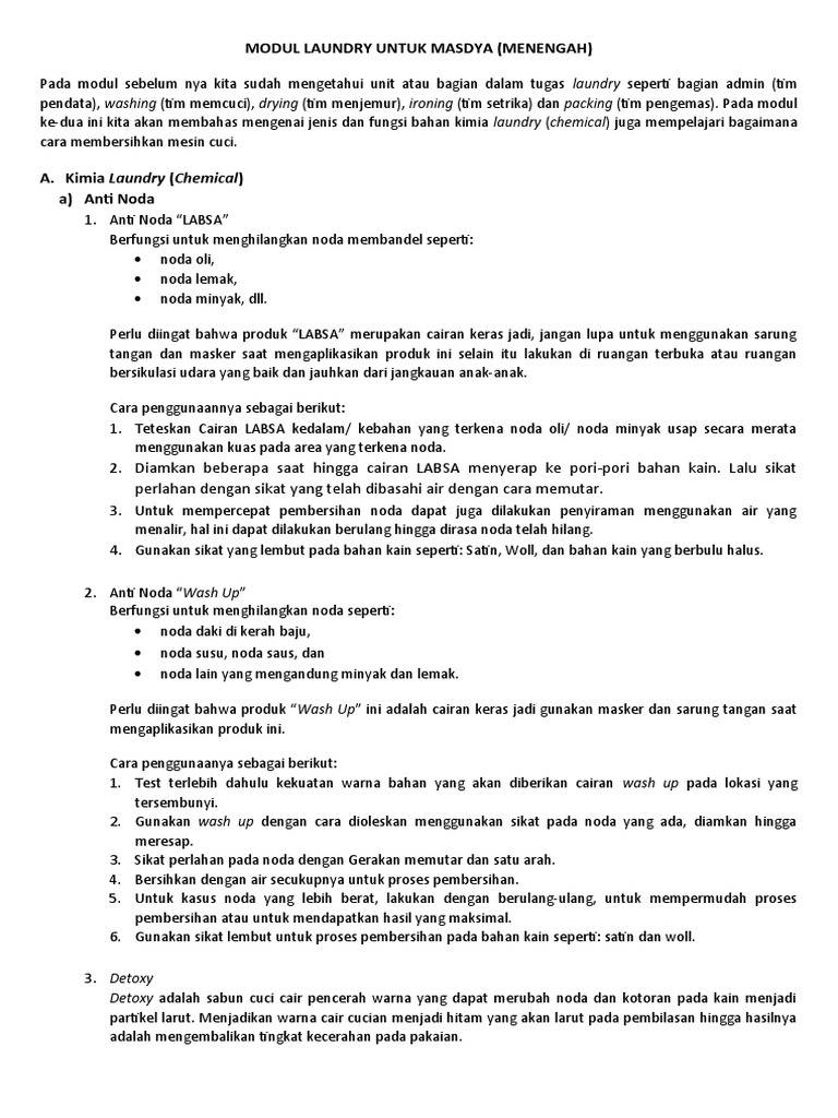Modul Laundry Untuk Masdya - Kls 11 | PDF
