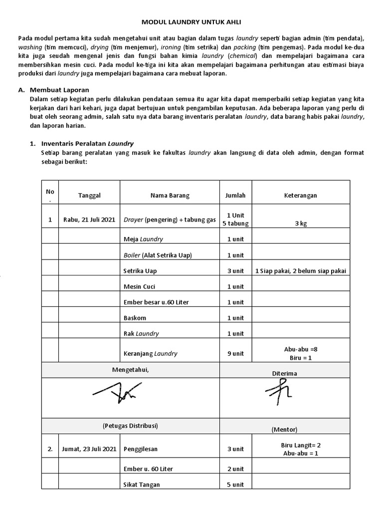 Modul Laundry Untuk Ahli - Kls 12 | PDF
