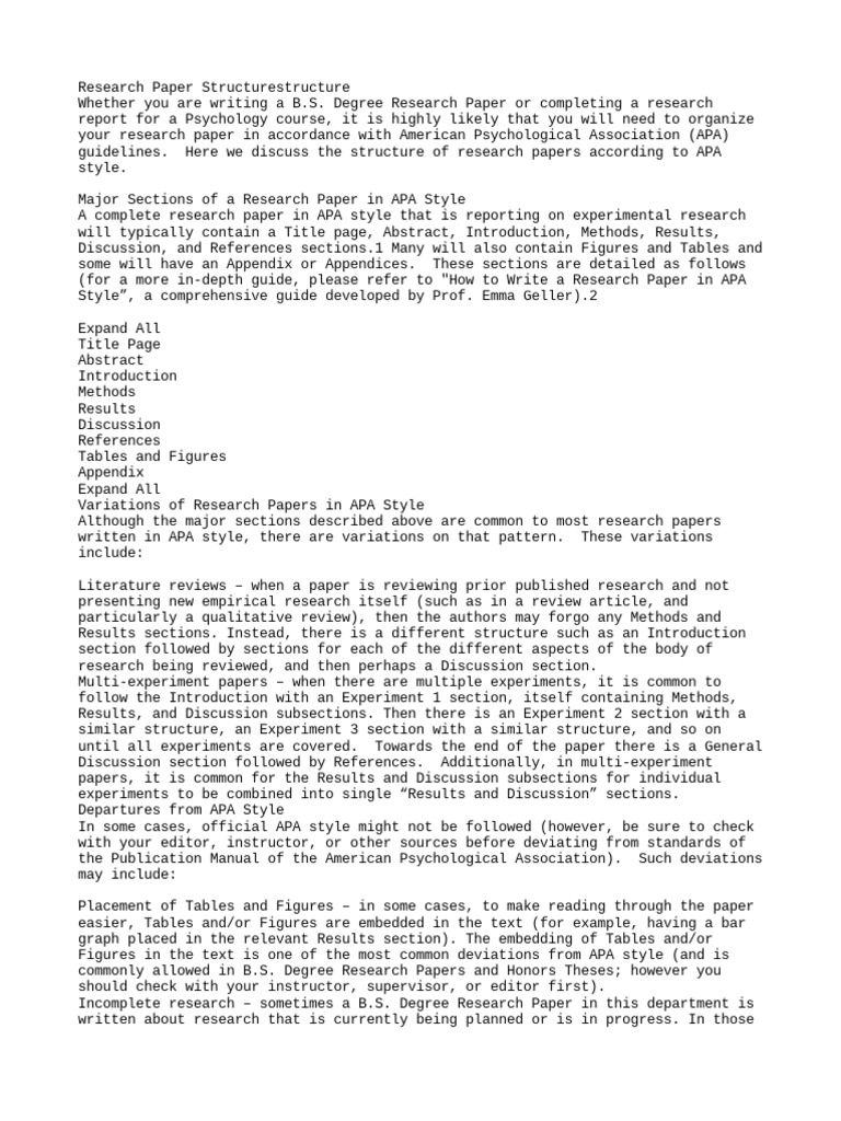 Research Paper Structure | Download Free PDF | Apa Style | American ...