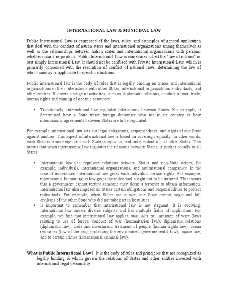 Municipal Law & International Law | PDF | International Law | Treaty