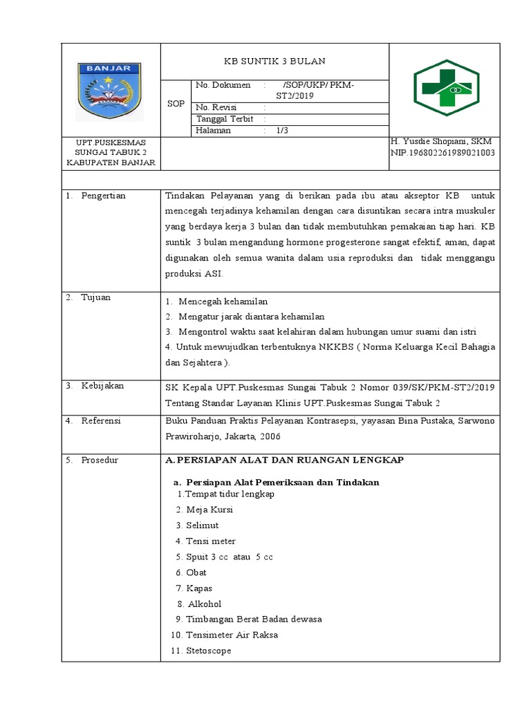 Prosedur KB Suntik 3 Bulan di Puskesmas | PDF
