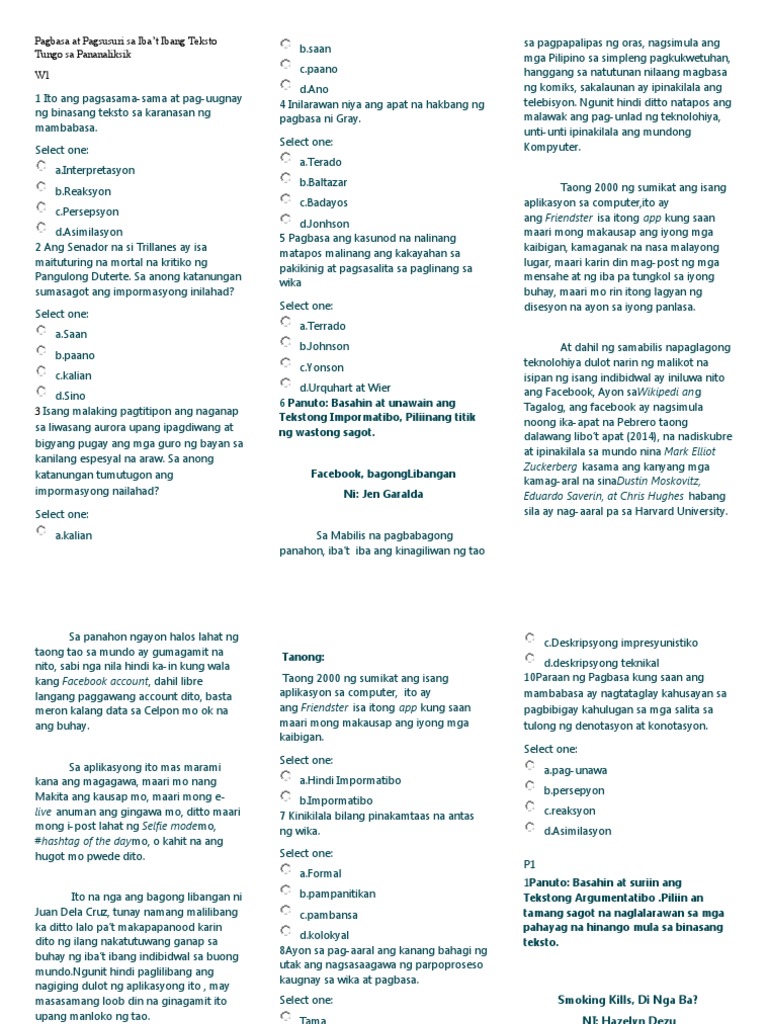 Pagbasa 3 RD QUARTER | PDF