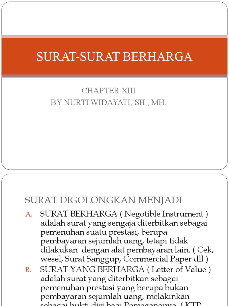 Surat-Surat Berharga | PDF