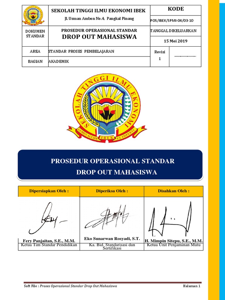 Sop Drop Out Mahasiswa | PDF
