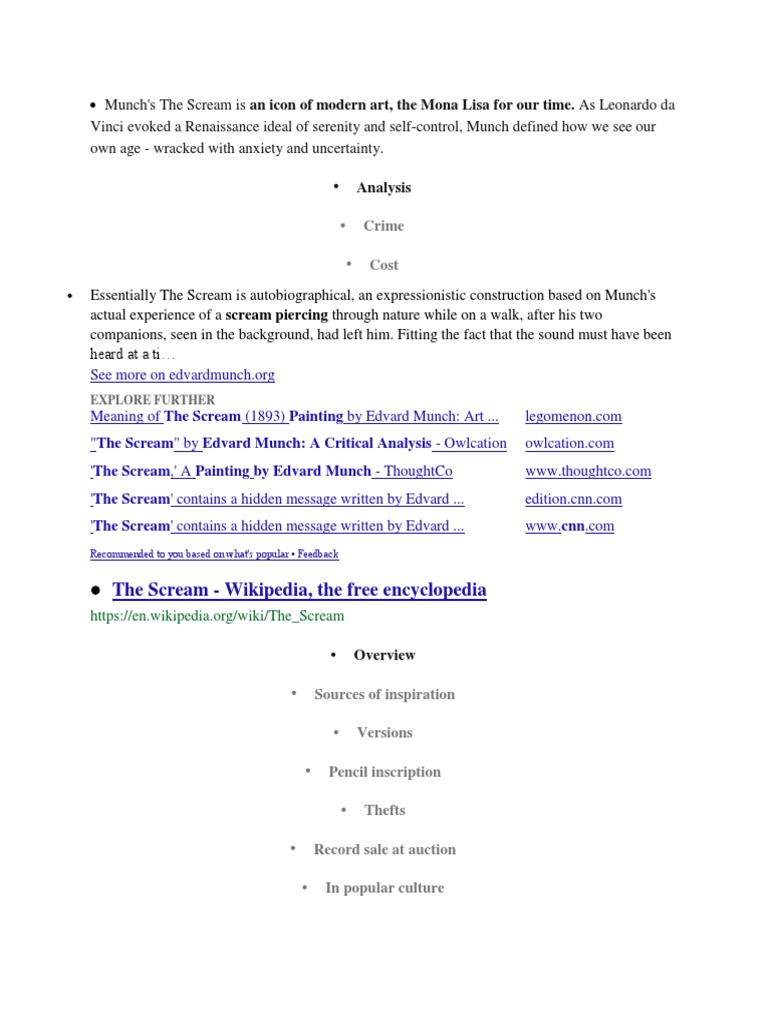 The Scream - Wikipedia, The Free Encyclopedia: Crime Cost | PDF ...