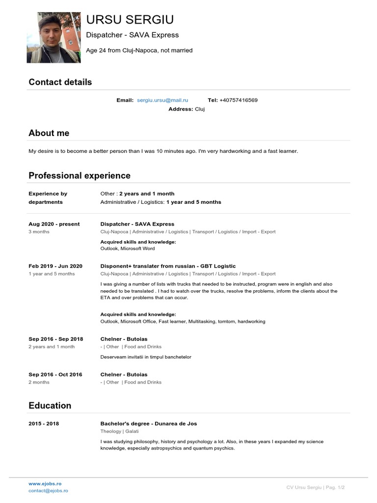 CV Engl | PDF | Cognition