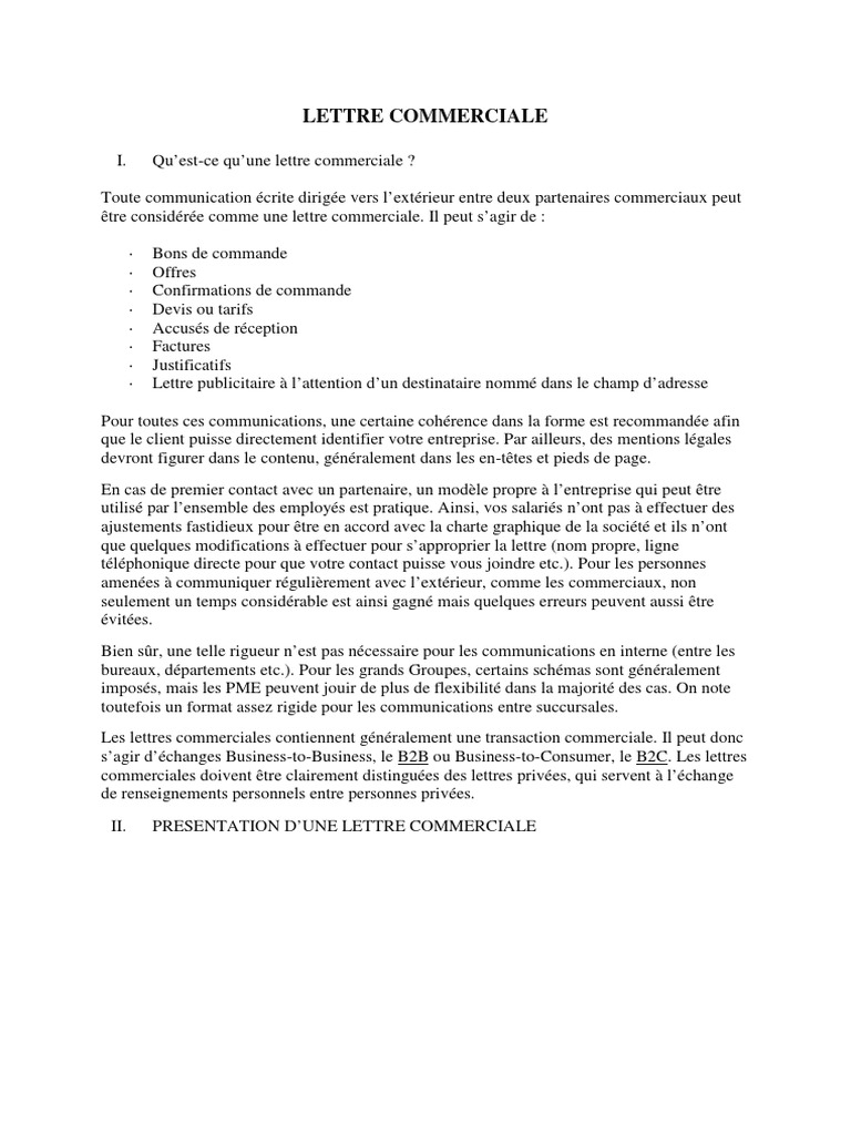 Comprendre la lettre commerciale | PDF