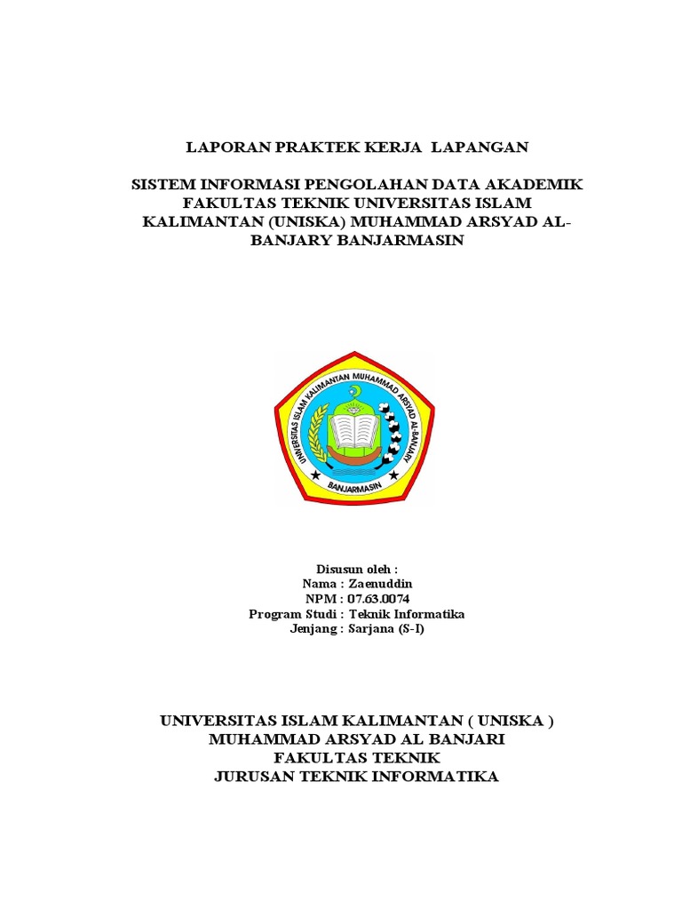 Laporan PKL Uniska Cover-Lembar-Pernyataan-Kata-Pengantar | PDF