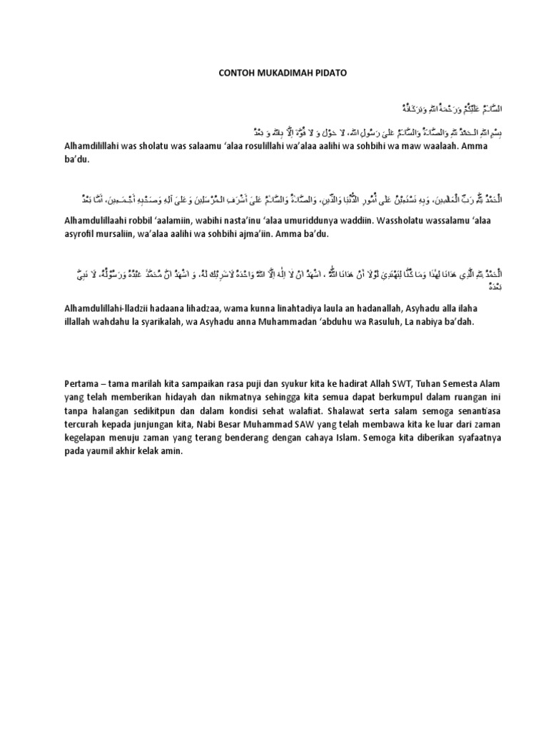 Contoh Mukadimah Pidato | PDF