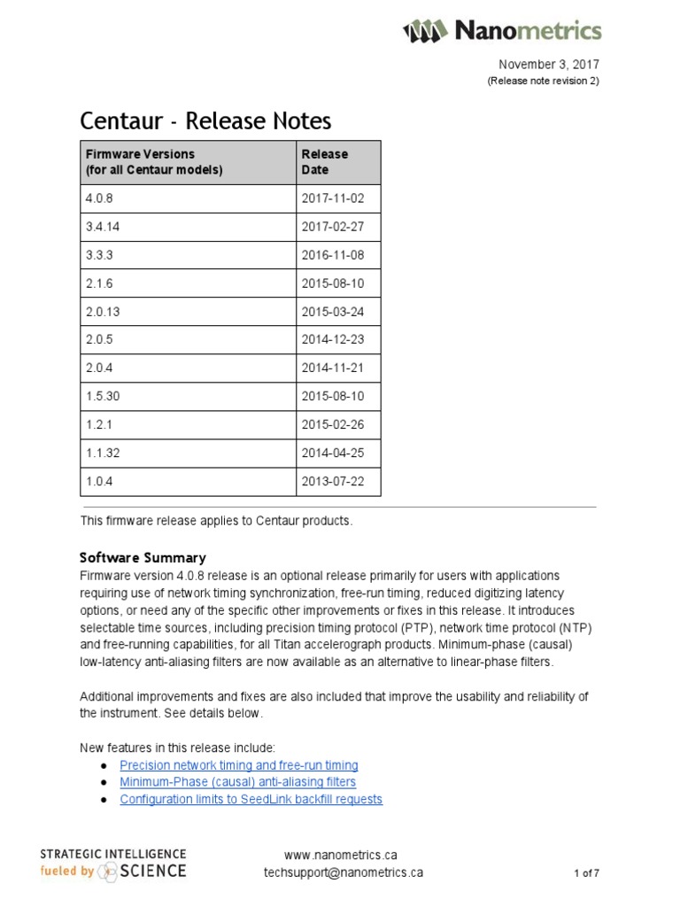 Centaur Firmware Release Notes 4.0.8 | PDF | Computing | Computer Science