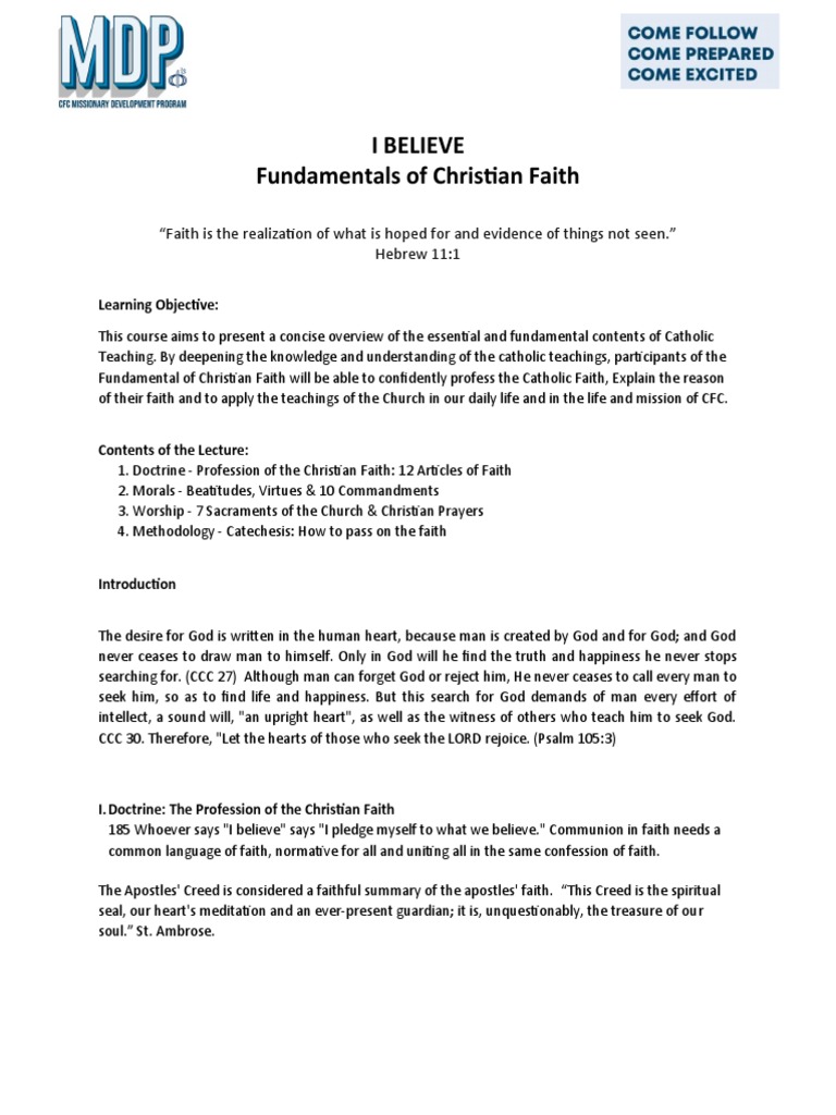 Fundamentals of Christian Faith | PDF | Sacraments | Lord's Prayer