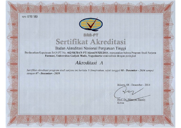 Sertifikat Akreditasi Farmasi Ugm Pdf