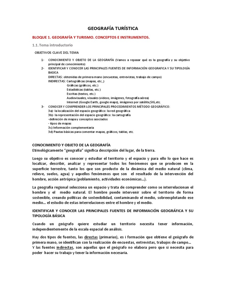 GEOGRAFÍA TURÍSTICA Introduccion | PDF | Mapa | Geografía