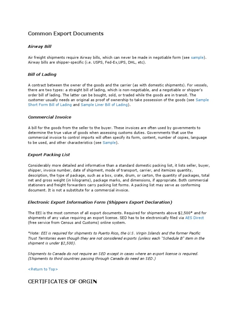 A Guide to Common Export Documents: Requirements, Certificates, and ...